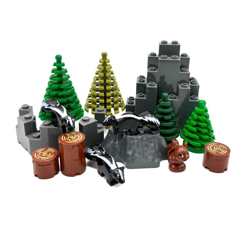 City Animals MOC Building Blocks Bricks Zoo Fram Skunk Squirrel Plant ...