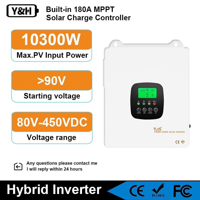 Y&H 10.3KW On/Off-Grid Solar Hybrid Inverter 48VDC AC220V Built-in 180A ...