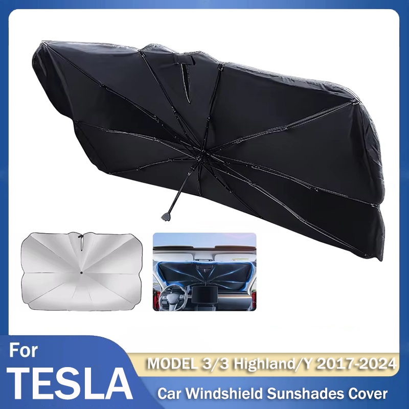 For Tesla Model 3 Highland Model Y Sun Shade Umbrella Foldable Sunshade ...
