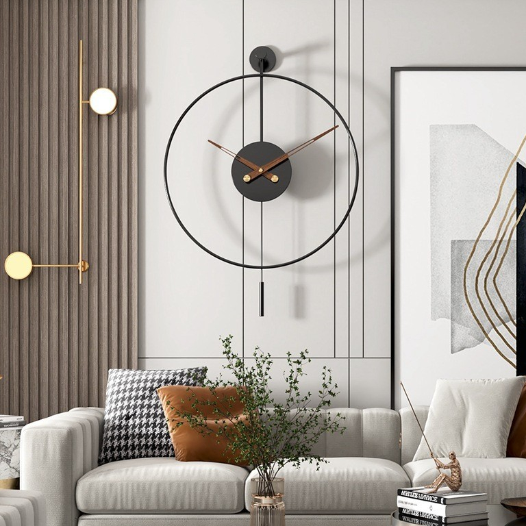 JAM DINDING BESAR RUANG TAMU MODERN WALL CLOCK 20 INCH 50CM METAL FRAME ...