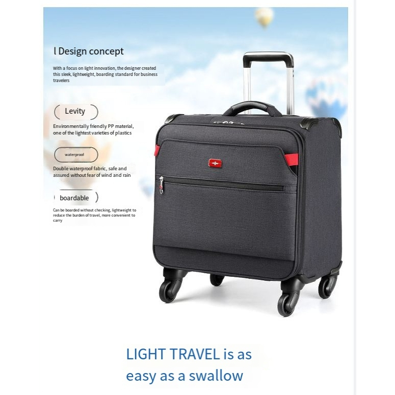 Trolley Pilot Case Travel Document Bag 4-Wheels Leather Cabin Size 18 ...