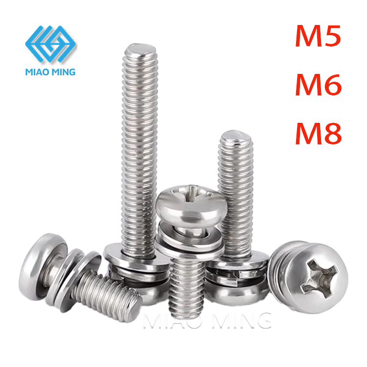 304 Stainless Steel Round Head Philips Bolt Spring Plain Washer ...