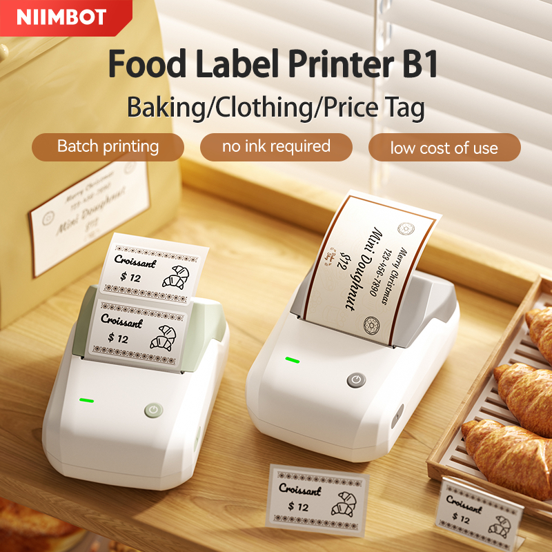 Niimbot B1 Label Printer Food Label Printer Mini Baking Label Maker ...