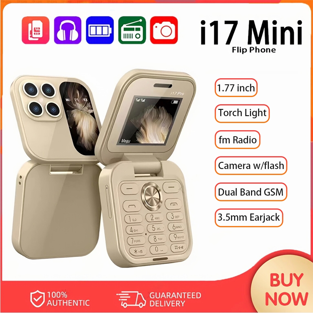 2024 New Mini Flip Phone i17 Mini Mobile Phone FM Radio 2G 2SIM Card ...