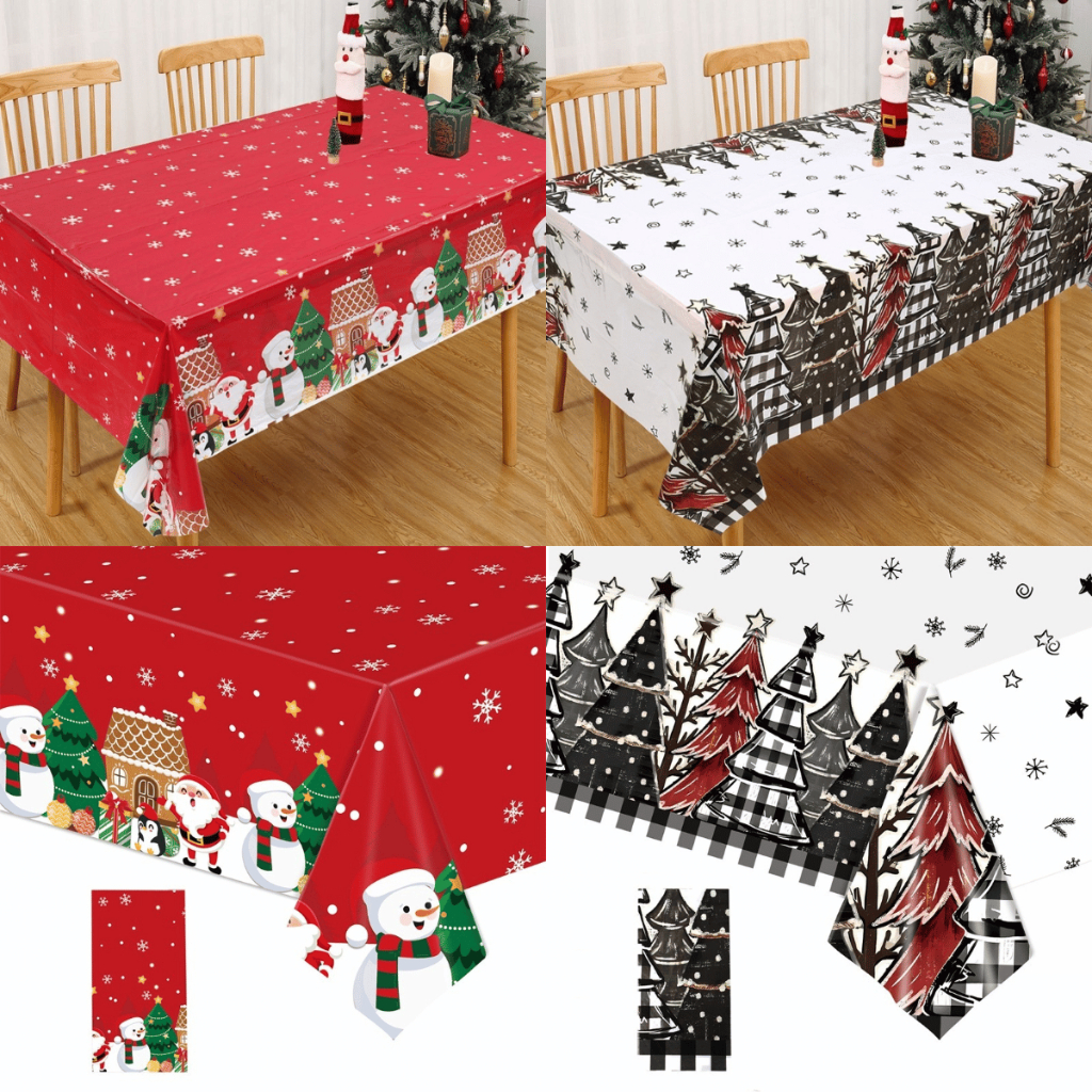 54*108Inch Christmas Table Cloth Christmas Tree Snowman Design ...