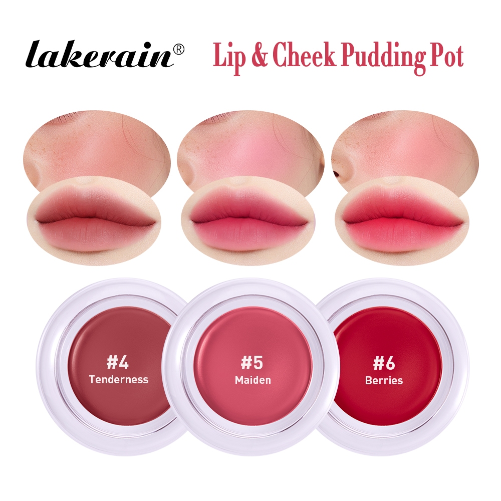 Lakerain Lip&Cheek Blurry Pudding Pot ,Matte Nude Lipstick Cheek Blush ...