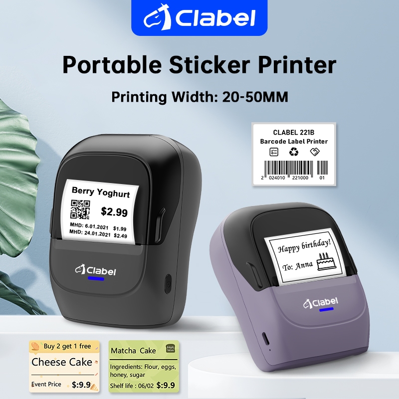 CLABEL 221B Portable Label Printer Bluetooth Thermal Printer ...