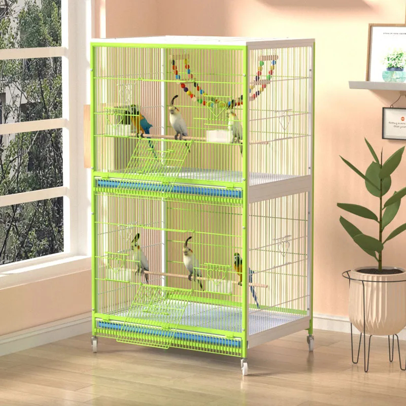 Double-layer bird cage, large parrot cage, breeding cage with partition ...