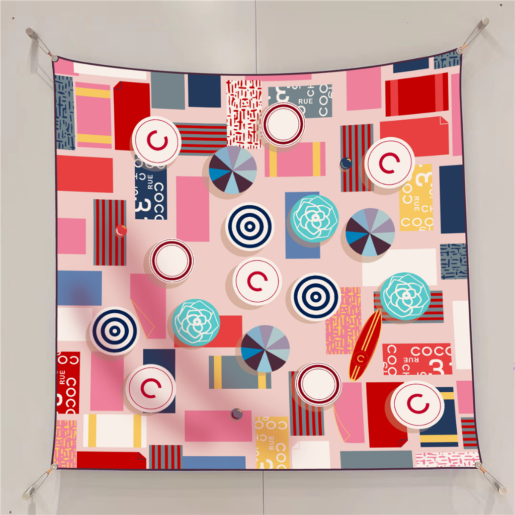 Hand make LISA Printed Scarf Square Scarf Silk Feel Scarves Printed ...