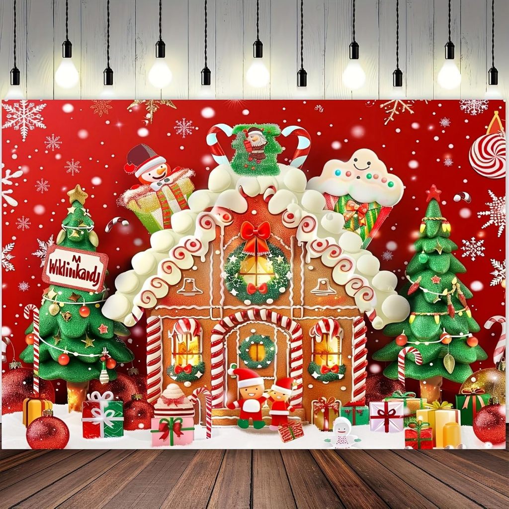 5x3ft Christmas Gingerbread House Backdrop Snowy Photography Background Christmas New Year'S ...