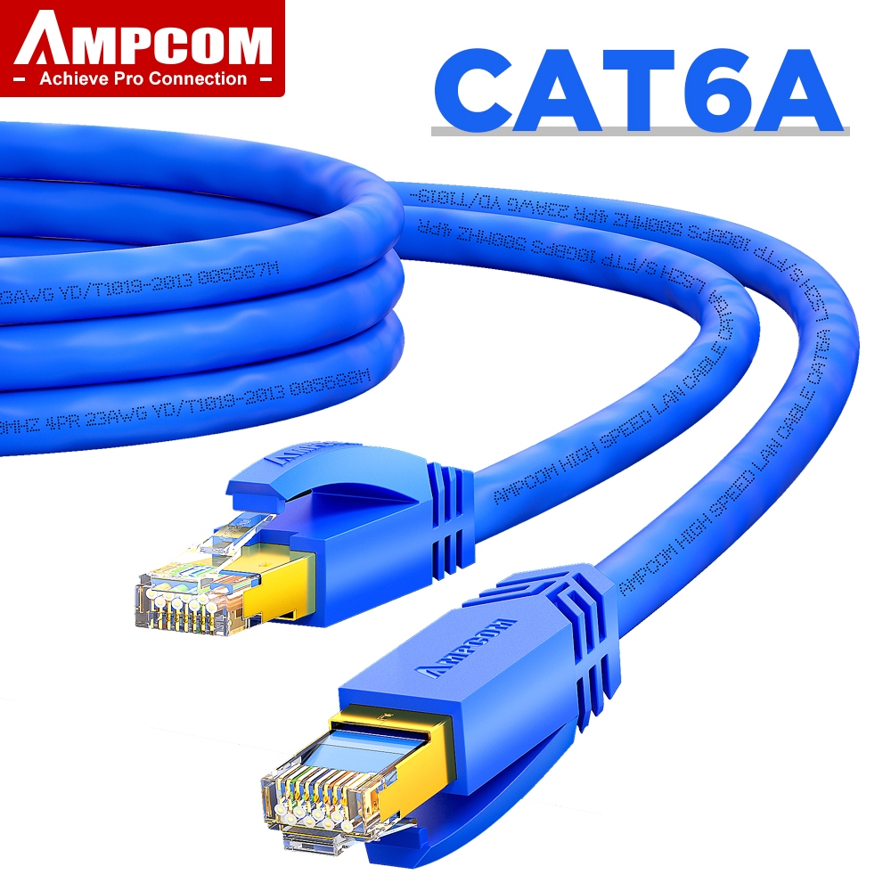 AMPCOM CAT6A Ethernet Cable 10Gbps RJ45 LAN Network Cable High Speed ...