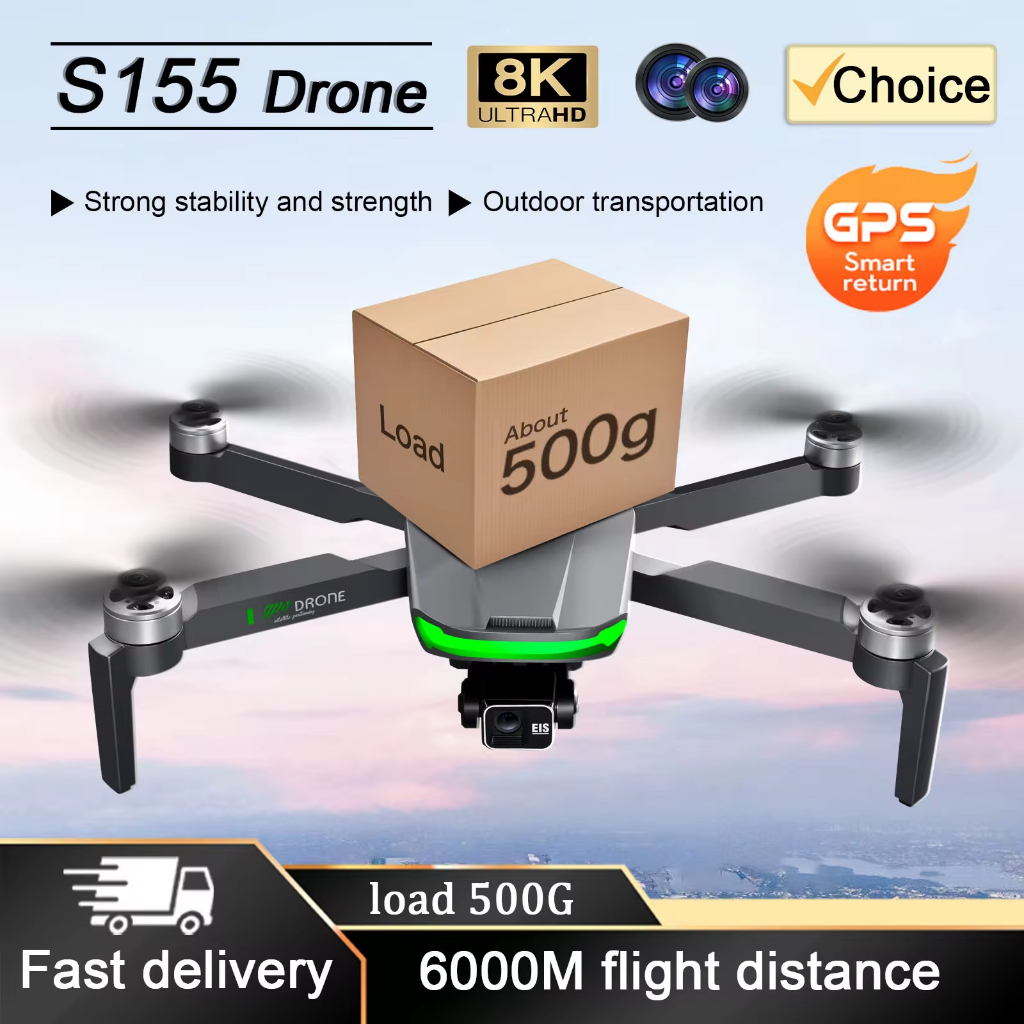 Upgraded Touch Screen RC 5000M GPS Professional Drone S155 with 3-axis gimbal Quadcopter 360 ...