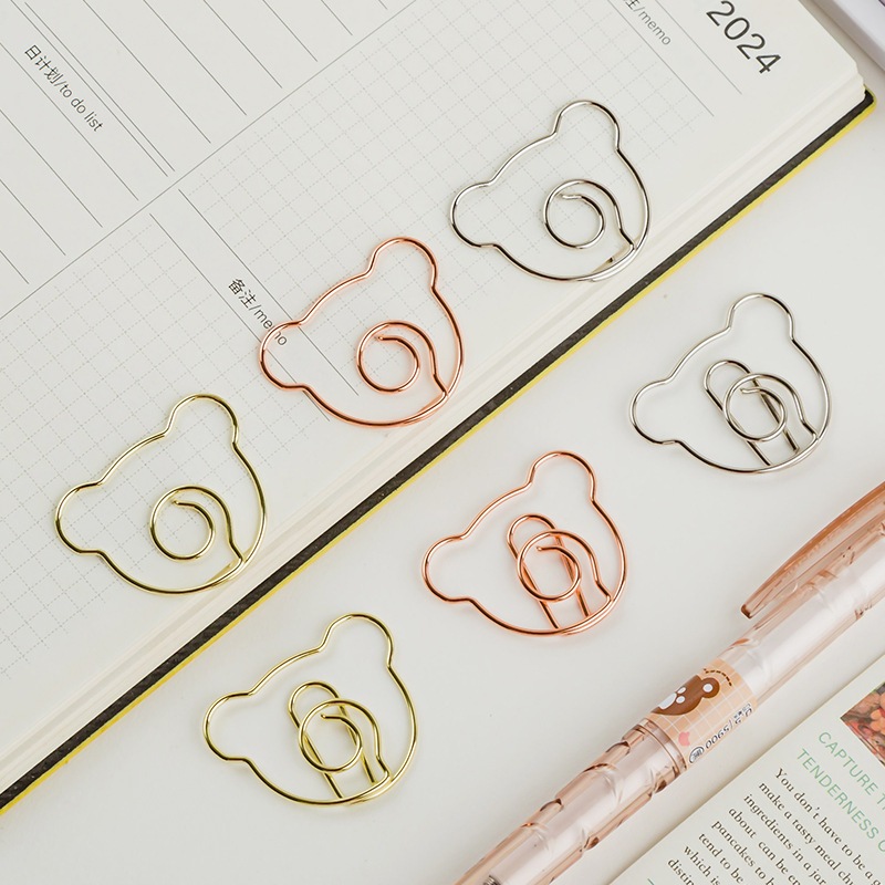 5/10pcs Kawaii Bear Paper Clips Cute Hollow Bookmarks Tickets Photo ...