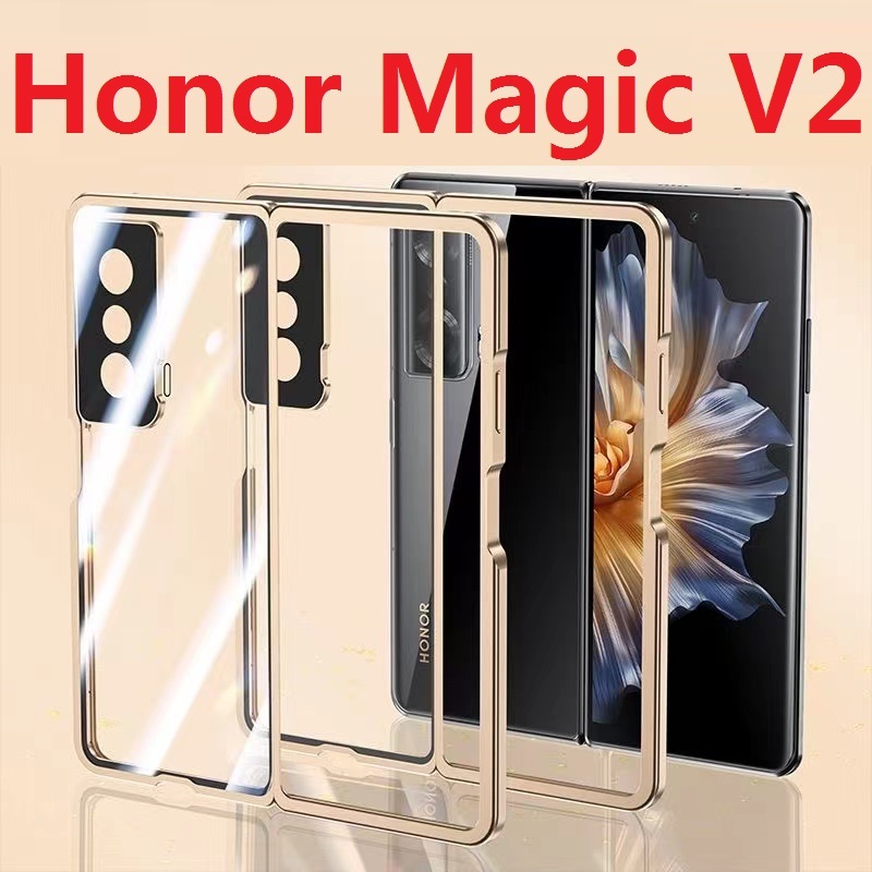 Metal Frame For Honor Magic V2 VS2 Case Glass Back Privacy Double Aluminium Bumper Anti Spy Film ...