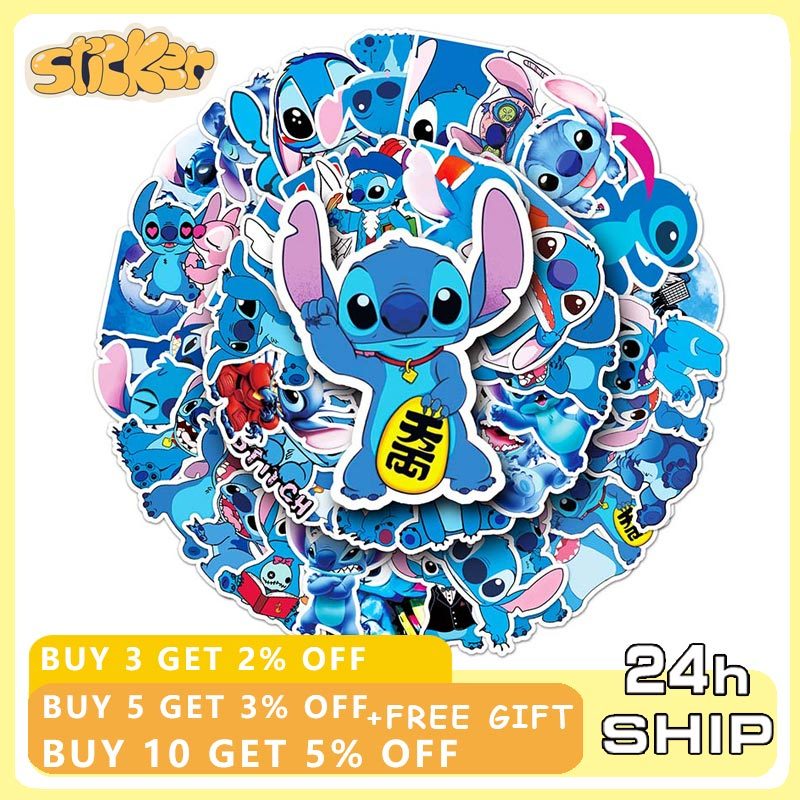 50PCS Disney Stitch Stickers DIY Diary Laptop Luggage Scrapbook ...