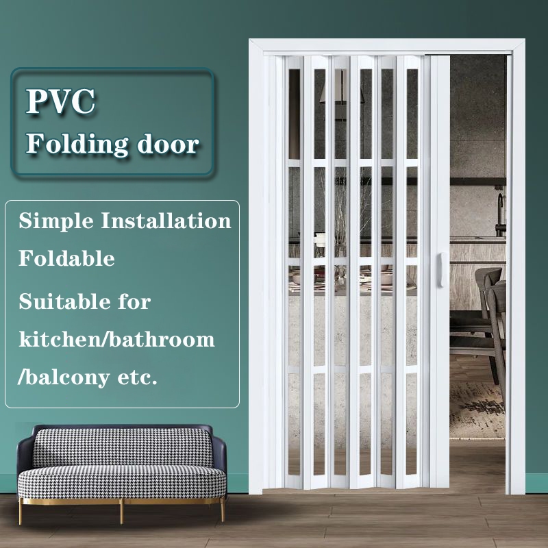 PVC Collapsible Door Kitchen Door Retractable Household Non-Track ...