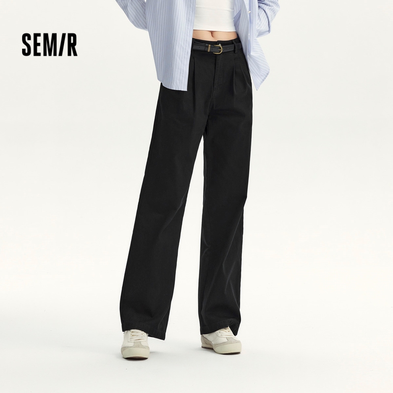 Semir Women'S Casual Cotton Wide-Leg Pants Salt-Washed Style For Autumn ...