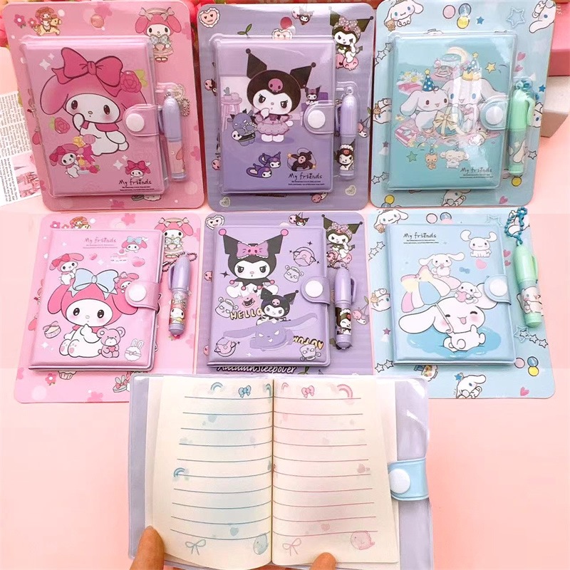 Sanrio notebook New Cartoon Handbook Sanrio Kuromi Button notebook Cute ...