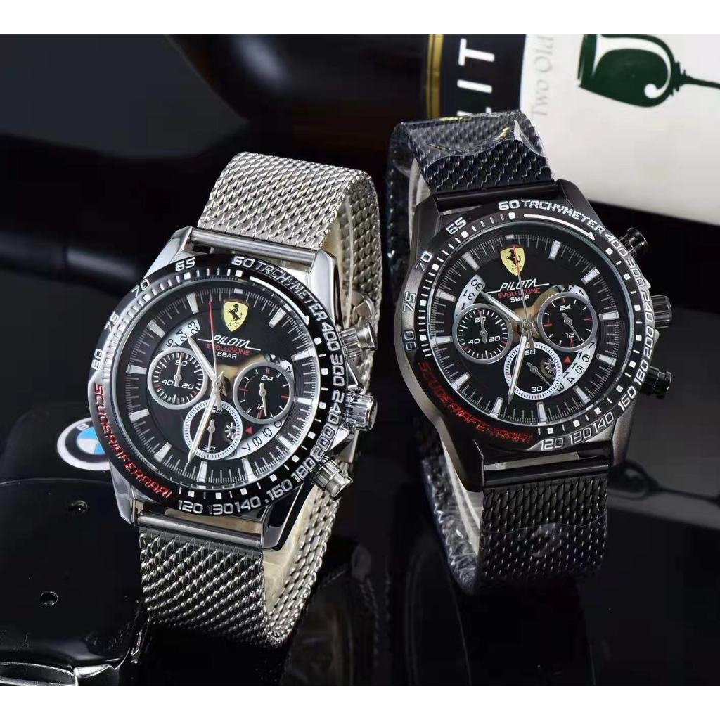 Original Ferrari Watch with Three Eyes Chronograph, Waterproof Quartz ...