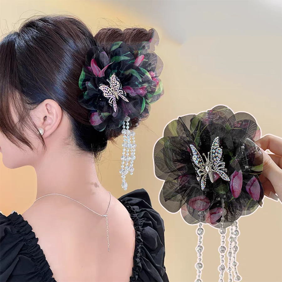 Mesh Butterfly Tassel Super Fairy Smart Flower Hair Clamp Clamp ...