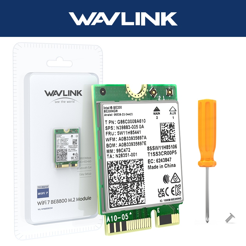 WAVLINK BE200 WiFi 7 Wireless Card Tri-Band M.2 NGFF Network Module ...
