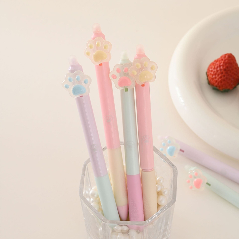 Kawaii Cat Paw Erasable Gel Pens Cute 0.5mm Blue Ink Rollerball Pens ...