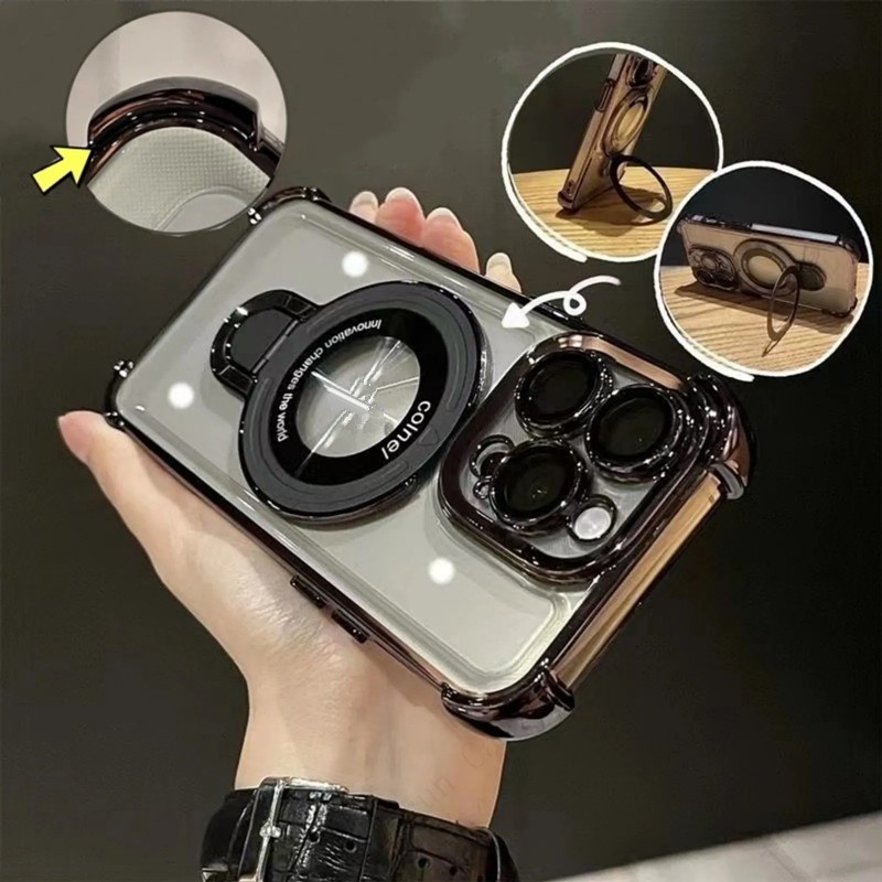 Best luxury Transparent Magnetic Grips Case For Iphone 15 Pro Max 14 13 ...