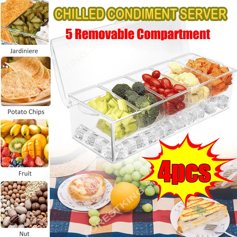 Chilled Condiment Server with 5 Removable Compartment Chilled Serving ...
