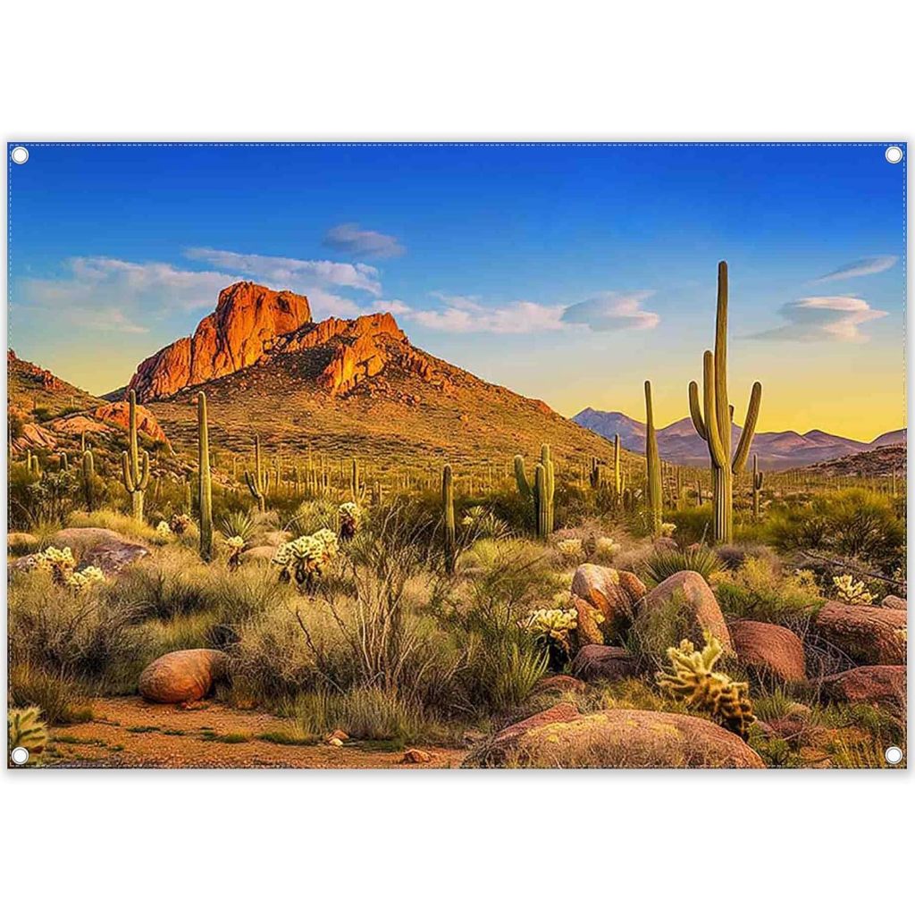 7x5ft Desert Photography Backdrop Cactus Plants Rock Mountains Park ...