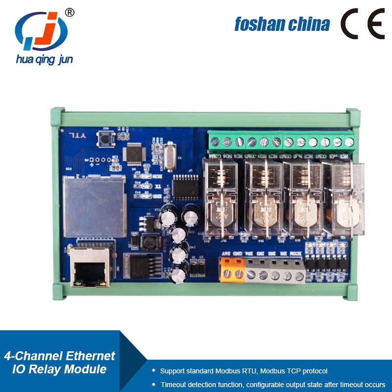Huaqingjun 4 Channel Relay Module Ethernet DI DO Modules RJ45 Modbus TCP LAN IO Board for PLC ...