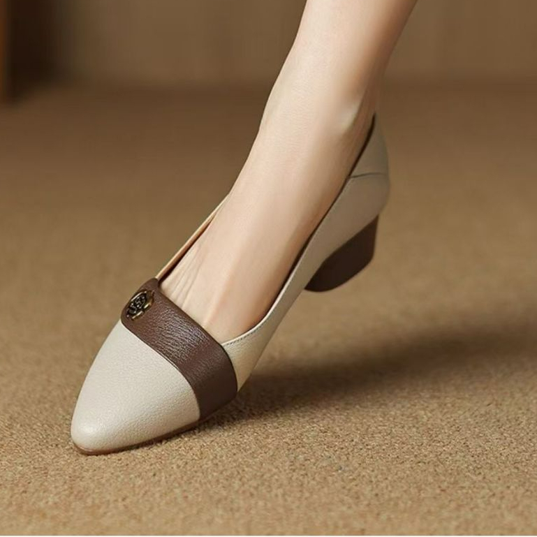 New Style Toe-Covered Sandals Korean Version Chunky Heel Women | Shopee ...