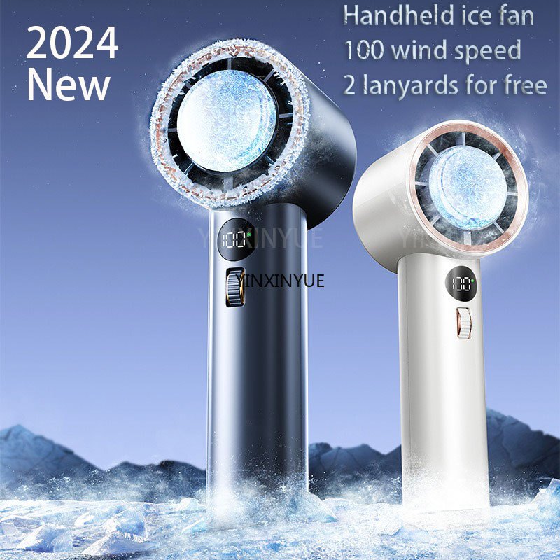 2024 New Portable handheld ice fan strong wind speed of 100 digital ...