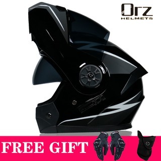 Half open and half flip motorcycle helmet with dual lenses, built-in ...