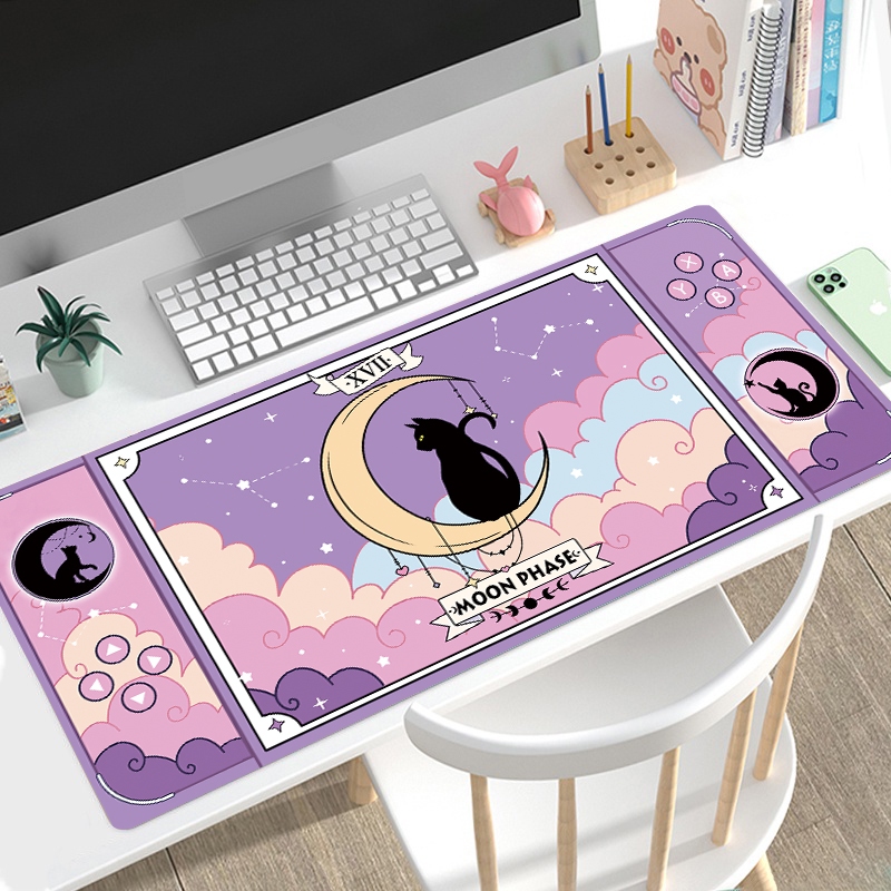 Cute Cat Large Mouse Pad 90x40cm Big Computer Pink Kawaii Mousepads ...