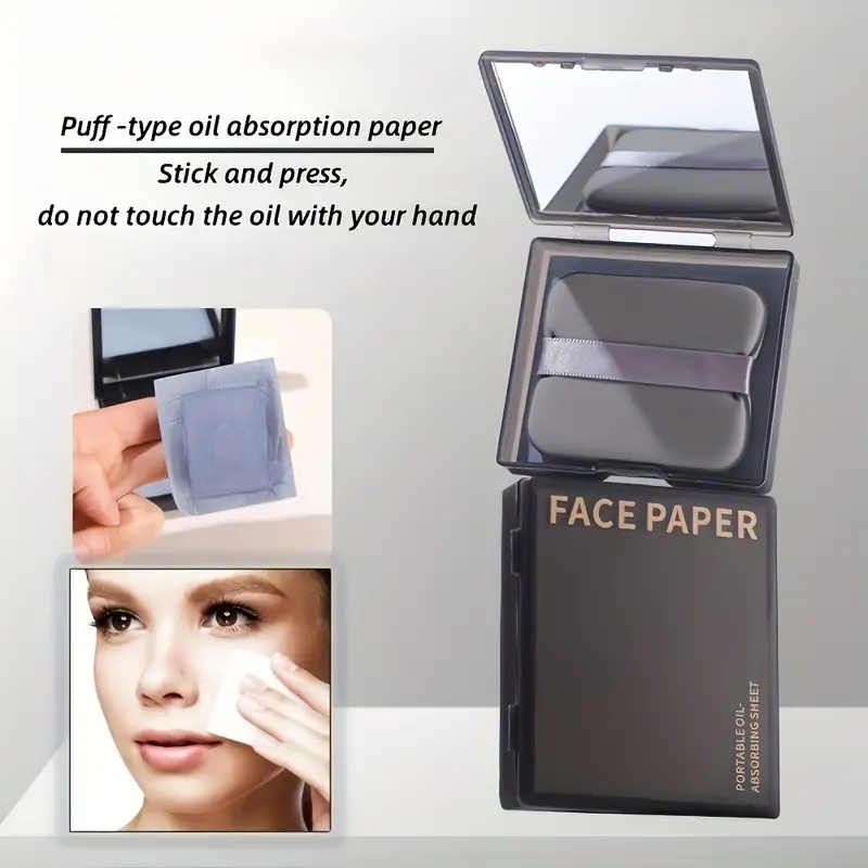 Portable Box Puff Oil-Absorbent Paper 100 Pieces Facial Oil-Absorbent ...