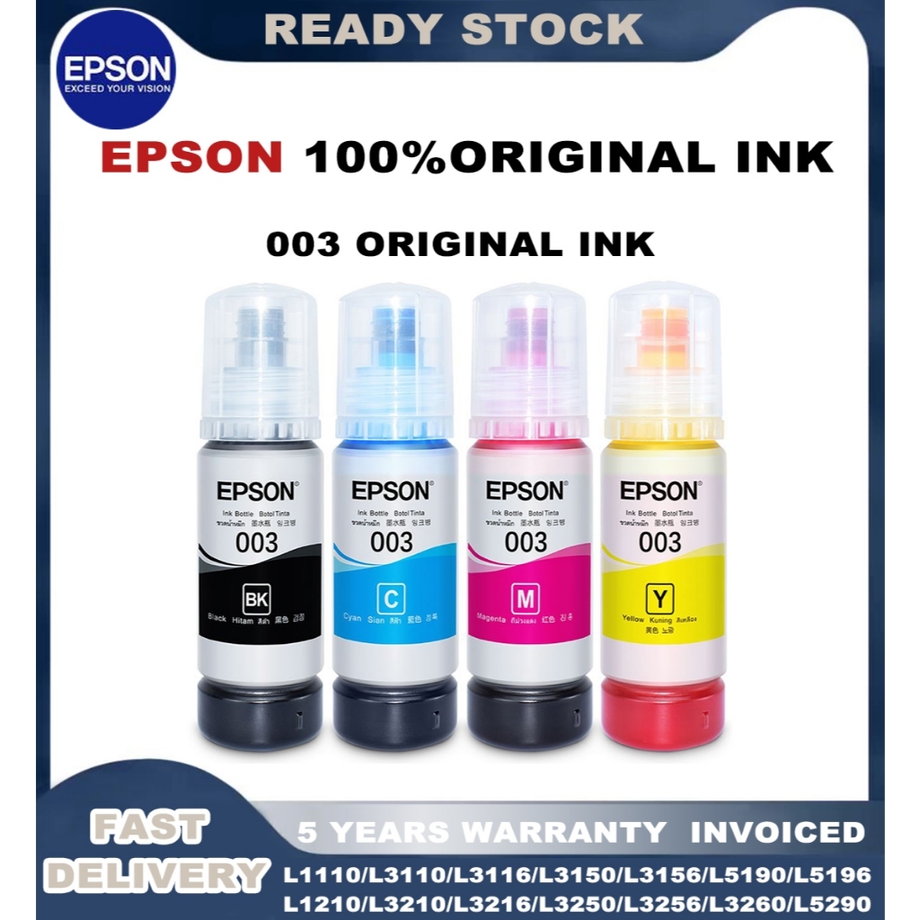 100% Original Epson 003 Ink Refill Ink Bottle L1110/L3110/L3116/L3150 ...