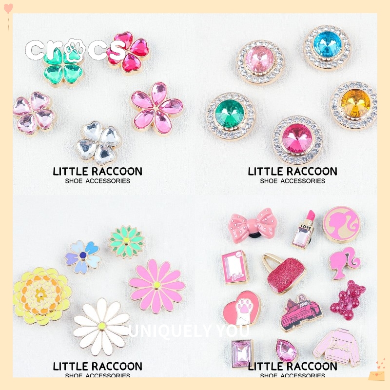 Crocs Jibbitz Colored diamond metal Barbie shoe buckle Gem four-leaf ...