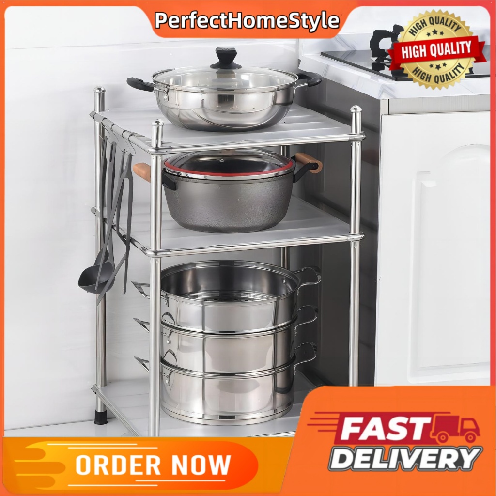 Kitchen Storage Rack Stainless Steel Storage Rack Pot Rack Wak Rack ...