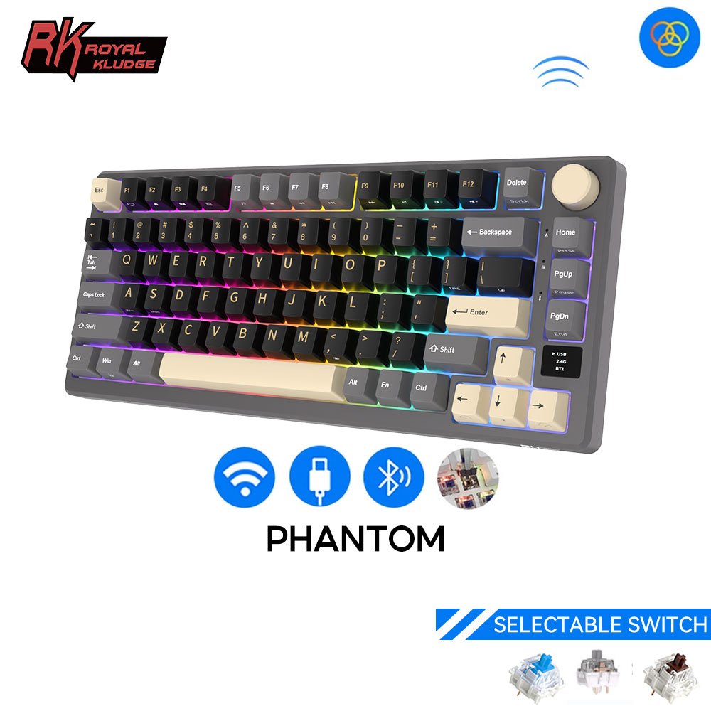RK ROYAL KLUDGE RKM75 Phantom 81 Keys Gasket Wireless Mechanical ...