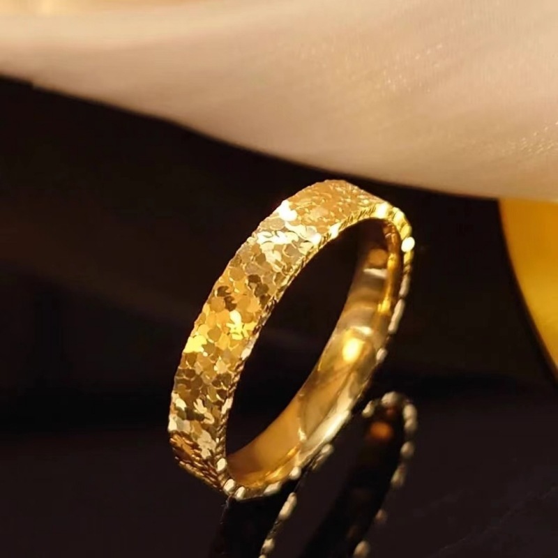 18k Gold Non-Release Molded Crushed Ice Ring Non-Fade | Shopee Malaysia