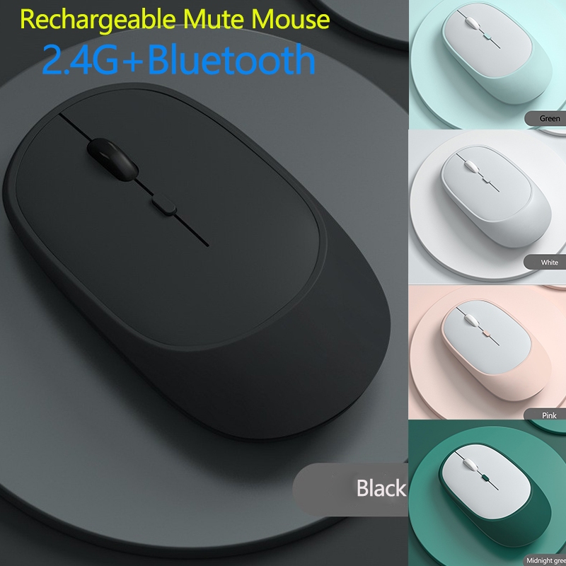 (Rechargeable)Dual Mode Bluetooth 2.4G Wireless Mouse Slim Silent ...