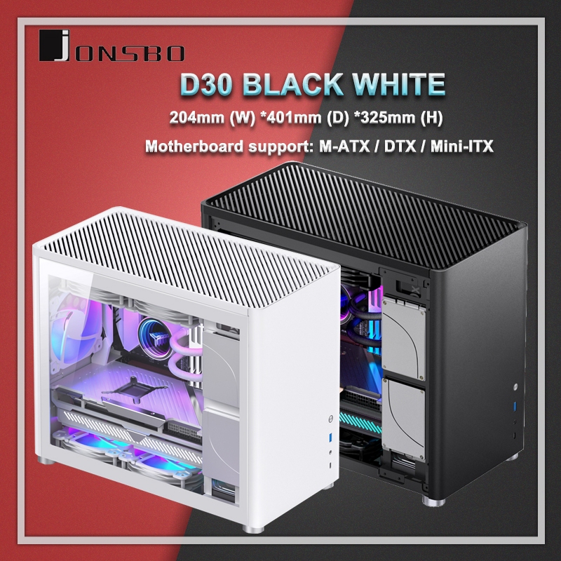 JONSBO D30 M-ATX Case White/Black/Silver Aluminum Housing Side ...