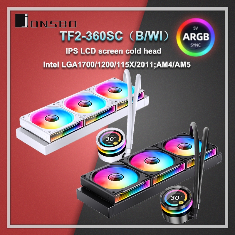 JONSBO TF2-360SC LCD Screen CPU Water Cooler 12cm ARGB Fan Aluminum ...