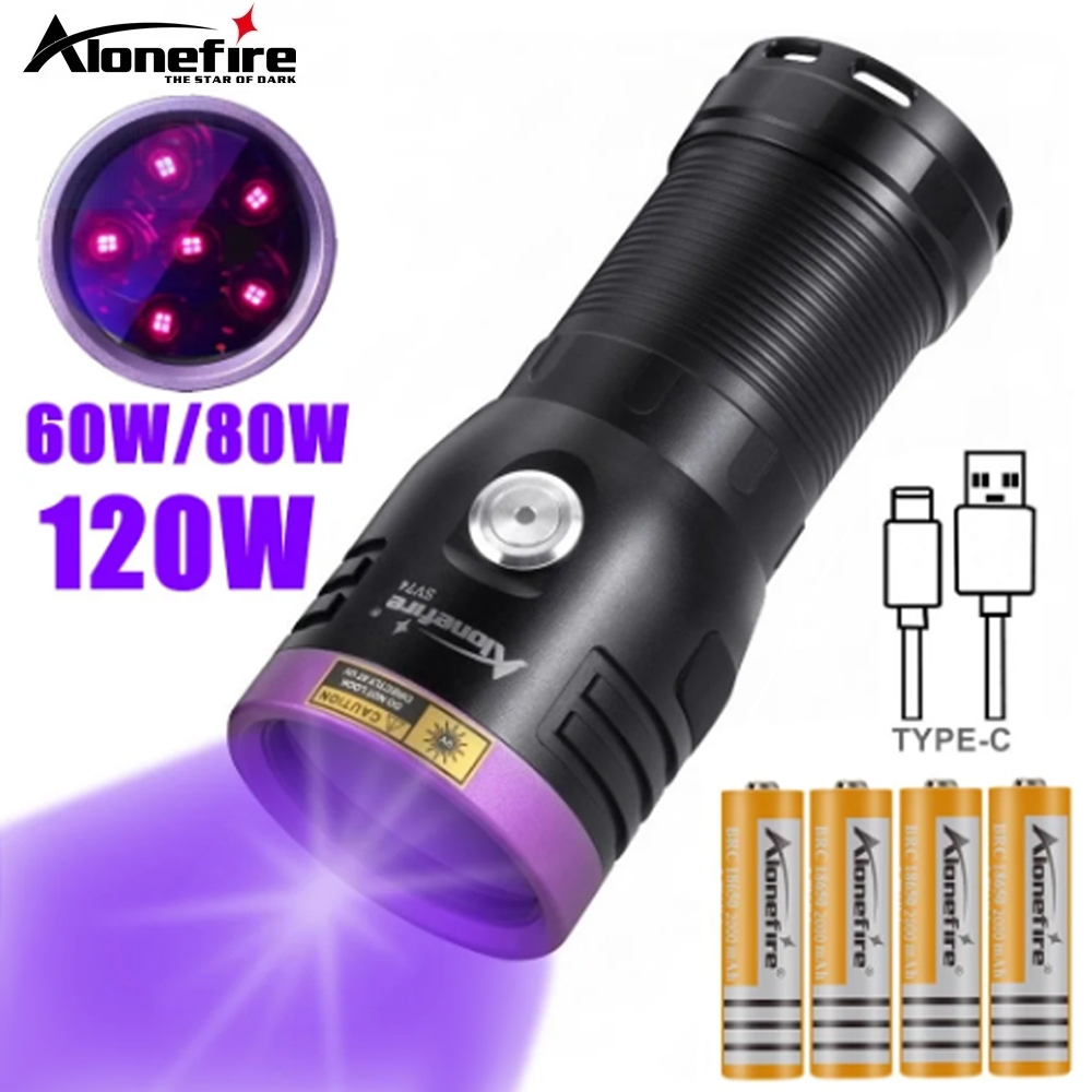 Alonefire SV86 120W 6x Led 365nm High Power UV Flashlight USB Charging ...