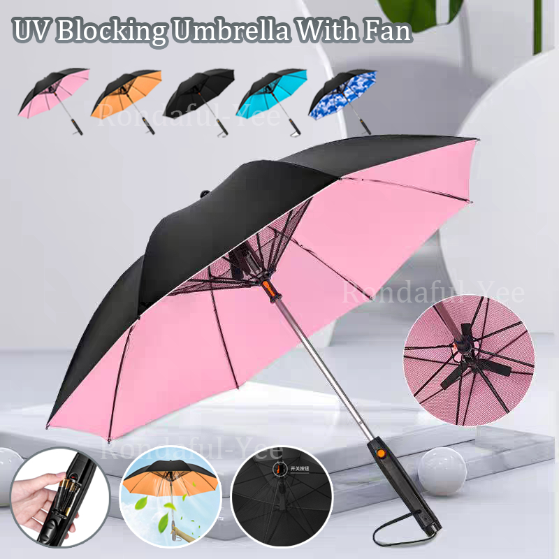 Sun Umbrella With Fan And Mist Spray Portable UV Blocking Sun Shielding ...