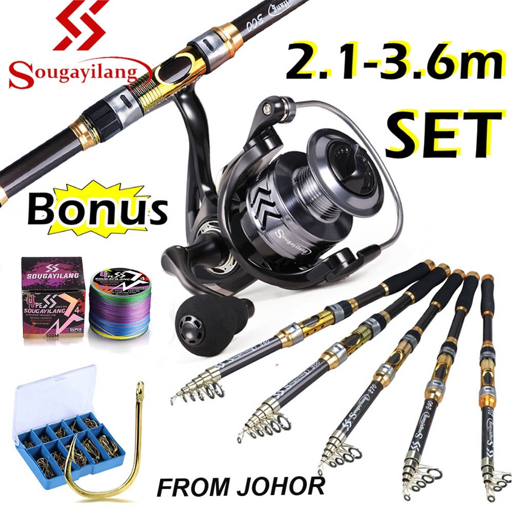 Sougayilang Carbon Rod 1000-6000 Reel Complete Fishing Rod Set (2.1-3 ...