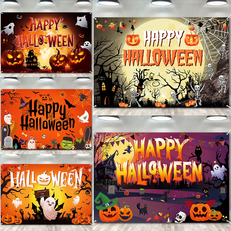【Ready Stock】100*150cm Happy Halloween Backdrop Spooky Ghost Devil ...