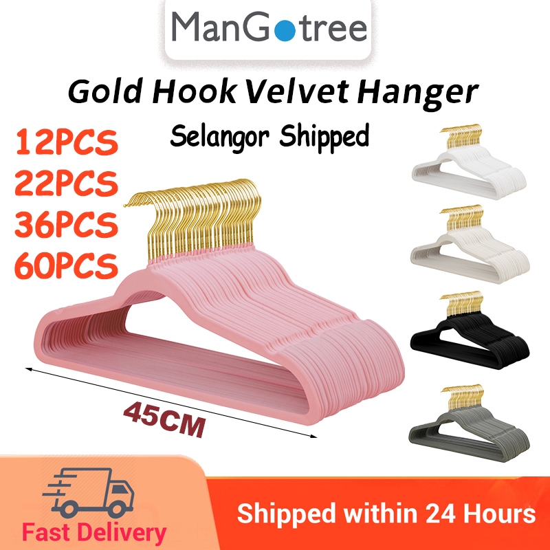【ManGotree】Premium Clothes Hanger , Notched Design Non Slip Velvet ...