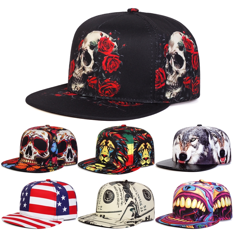 Multiple styles cap for men Skull/ lion /American flag Graffiti ...