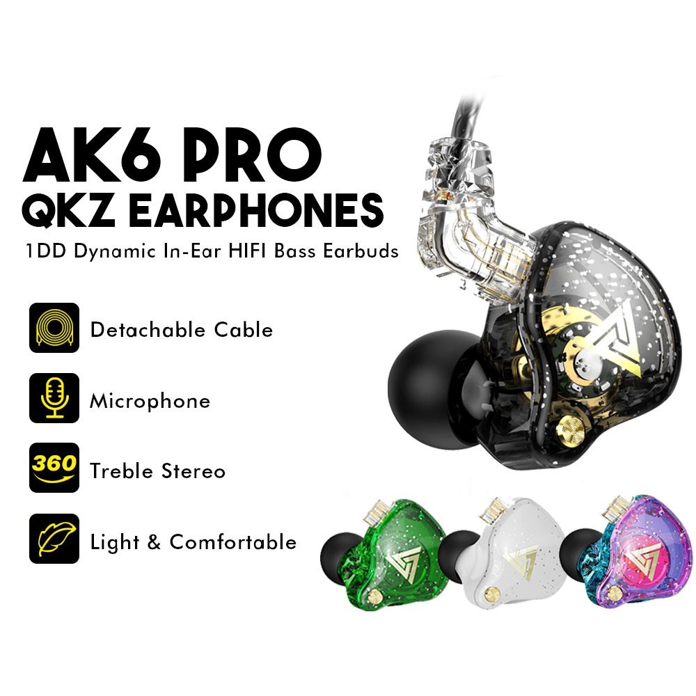 QKZ AK6 PRO In Ear Earphone Sport Stereo with Microphone Noise ...